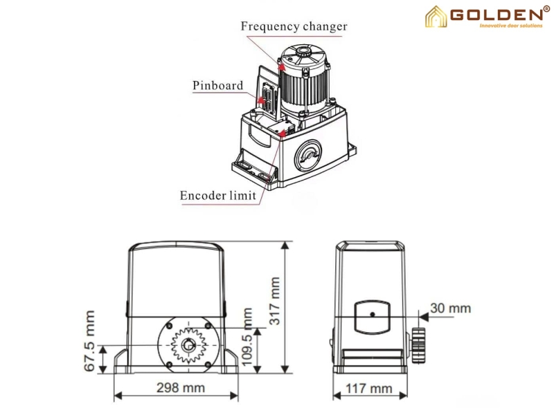 Cổng trượt tự động Bisen BS-SZB-3000 tải 3000kg chính hãng, giá tốt